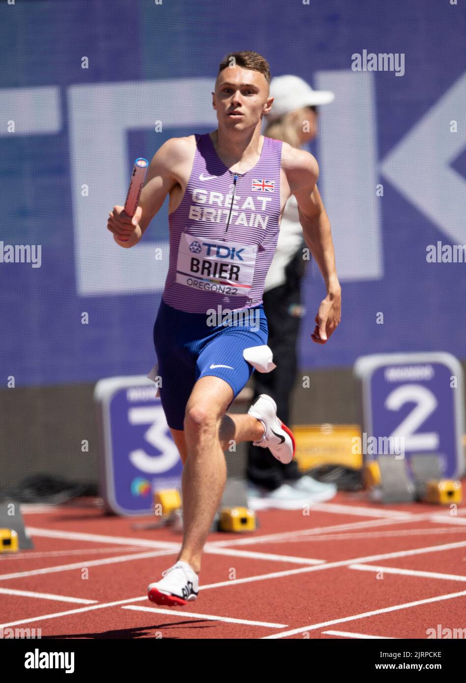 Joseph Brier of GB&NI competing in the mixed 4x100m relay heats at the ...