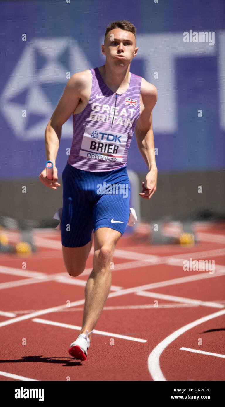 Joseph Brier of GB&NI competing in the mixed 4x100m relay heats at the ...