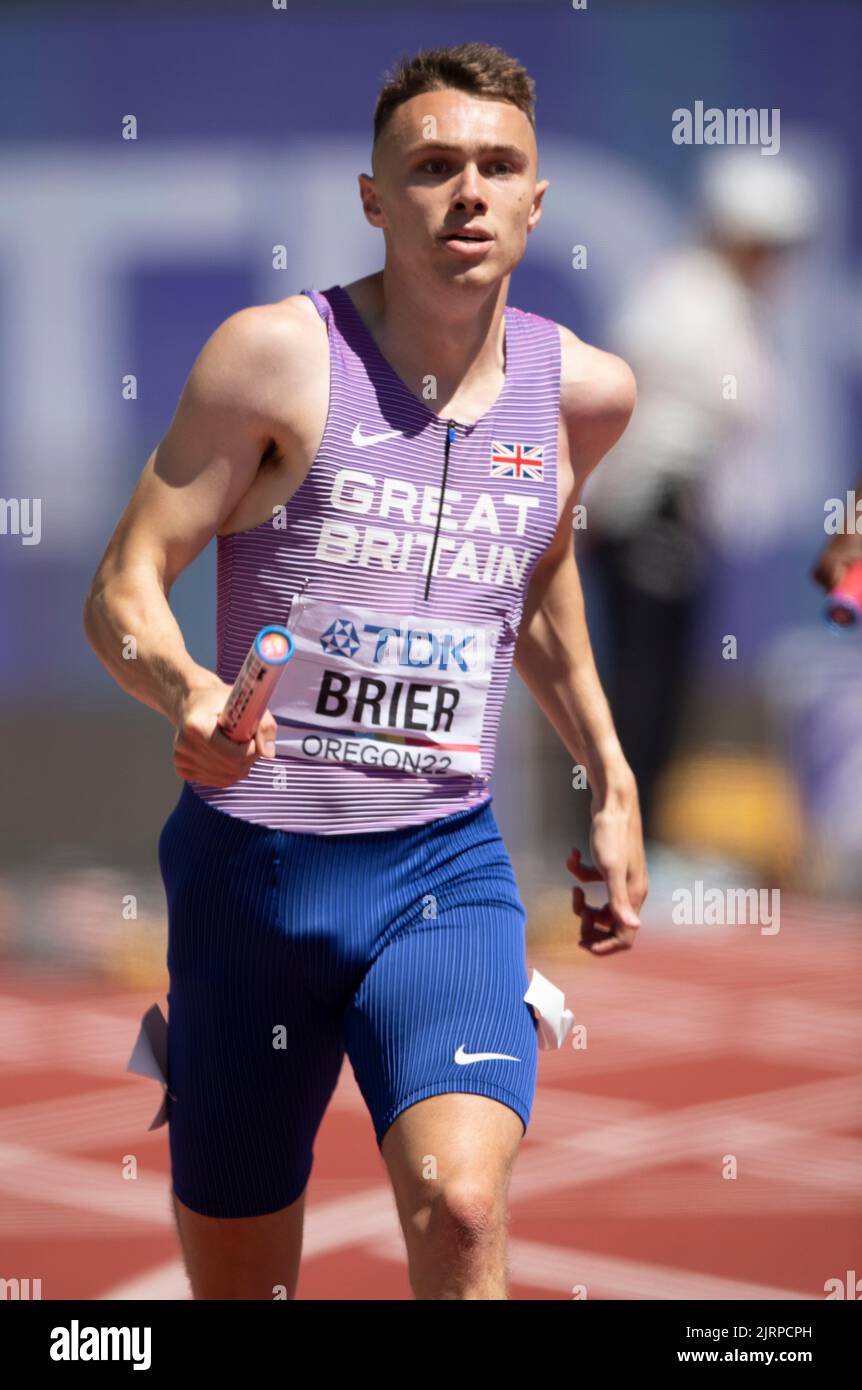 Joseph Brier of GB&NI competing in the mixed 4x100m relay heats at the ...