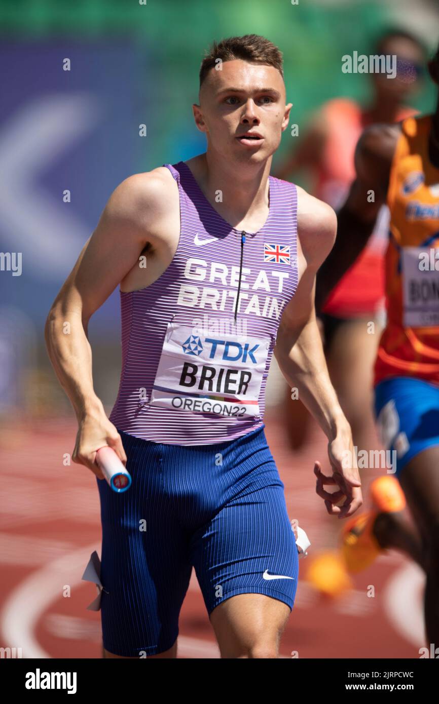 Joseph Brier of GB&NI competing in the mixed 4x100m relay heats at the ...