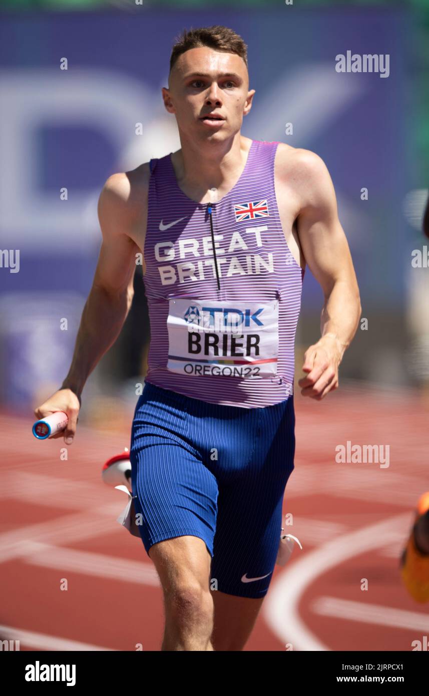 Joseph Brier of GB&NI competing in the mixed 4x100m relay heats at the ...