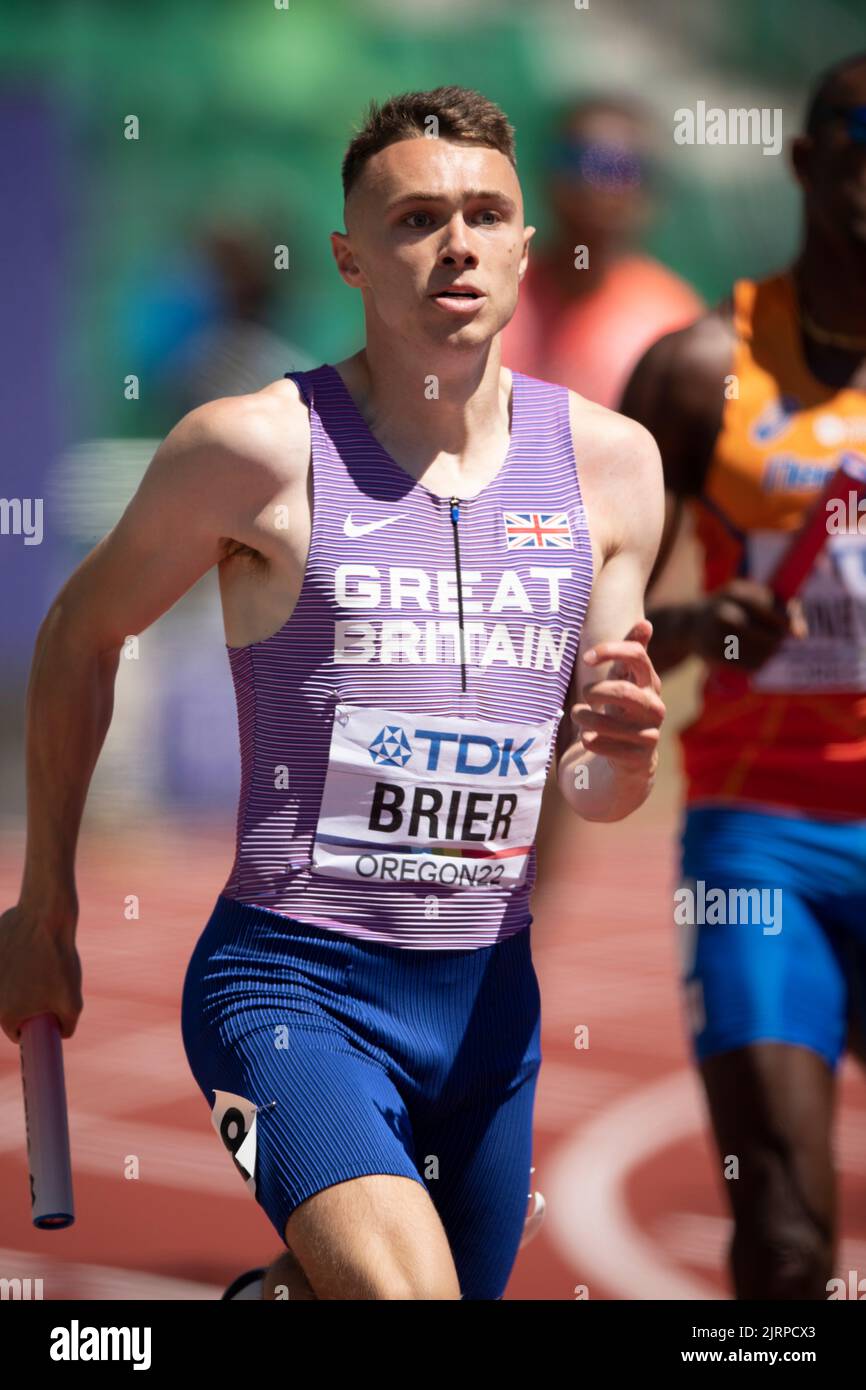 Joseph Brier of GB&NI competing in the mixed 4x100m relay heats at the ...