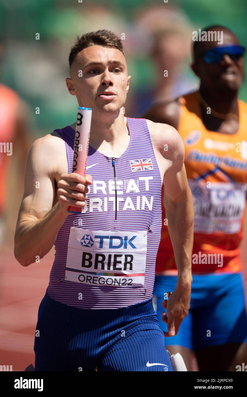 Joseph Brier of GB&NI competing in the mixed 4x100m relay heats at the ...