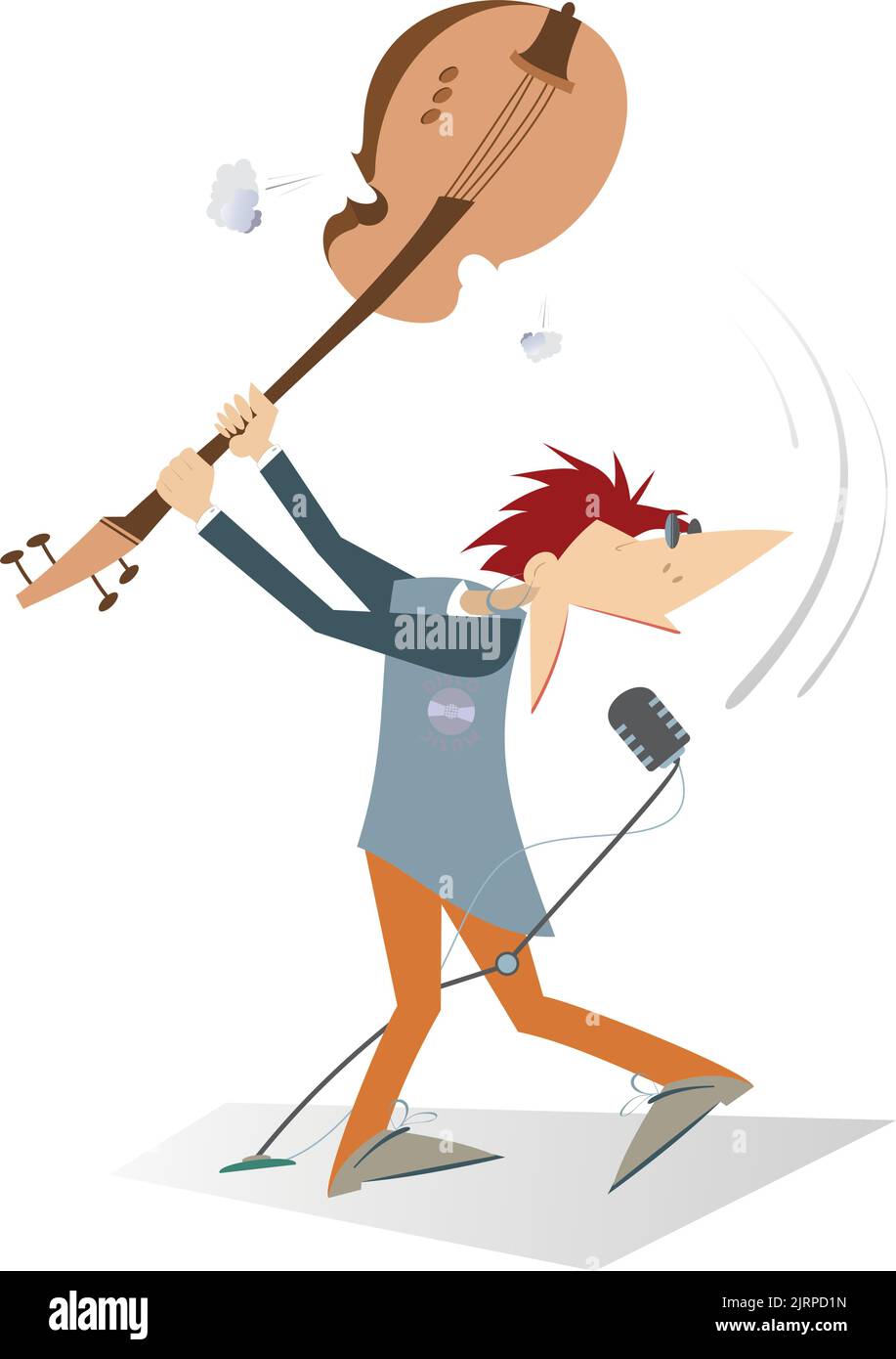 Cartoon guitarist is playing music and singing isolated. Cartoon ...