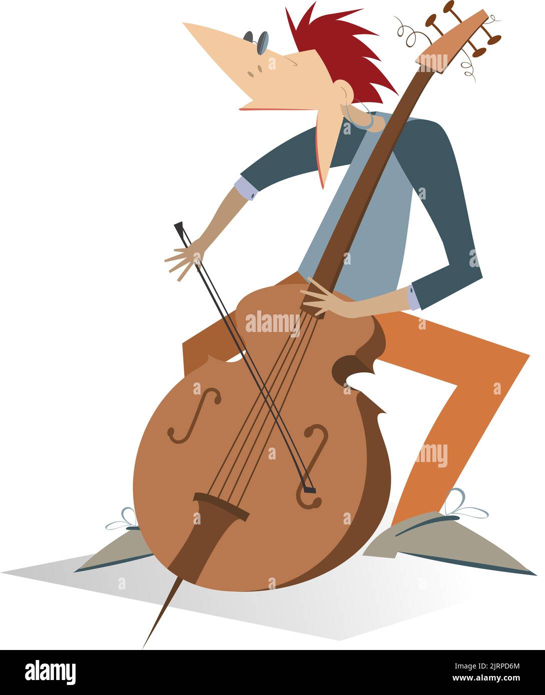 Smiling cellist isolated on white illustration Stock Vector Image & Art ...