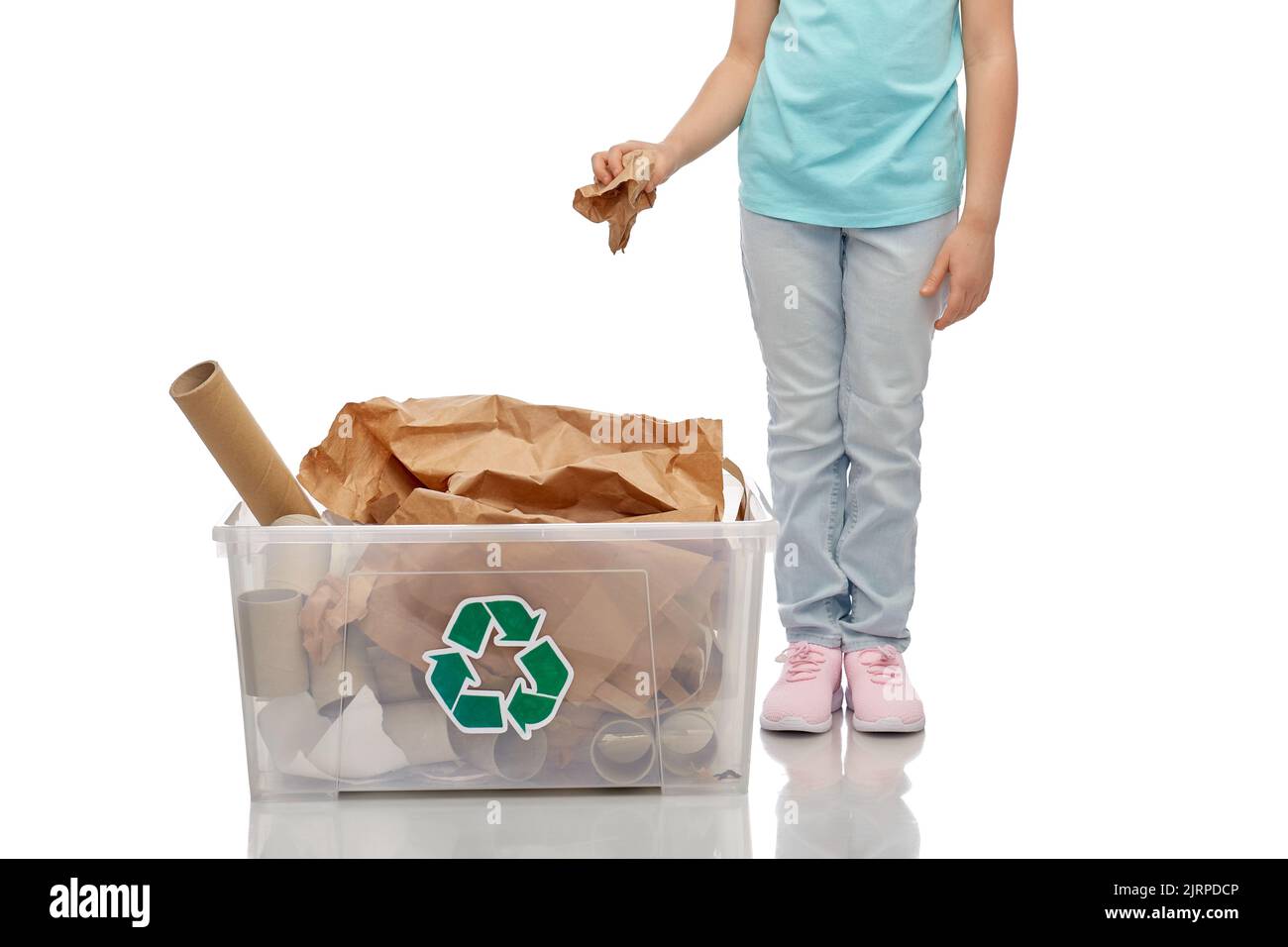 smiling girl sorting paper waste Stock Photo - Alamy