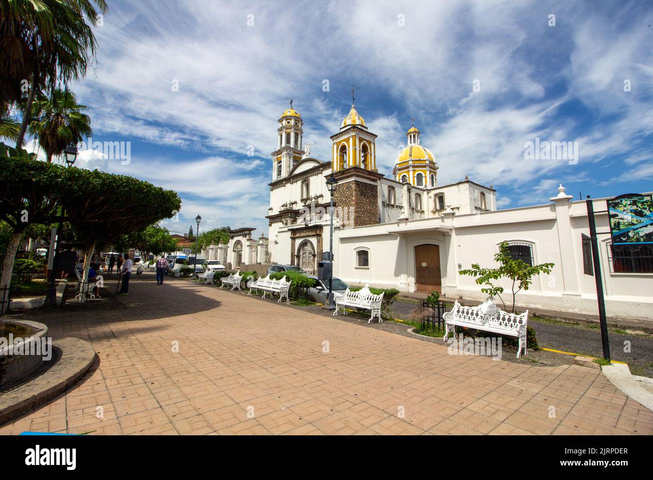 Church in the magical town of Comala in Colima, Mexico, white town ...