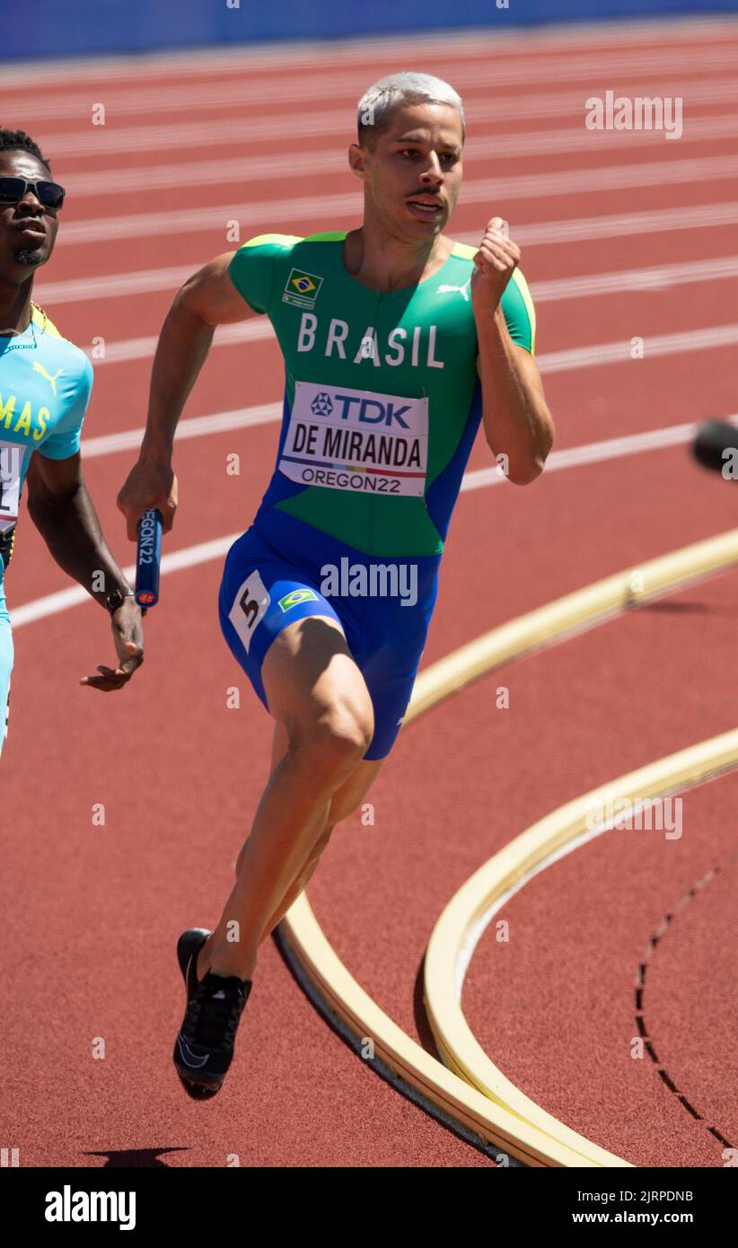 Vitor Hugo De Miranda of Brazil competing in the mixed 4x100m relay ...