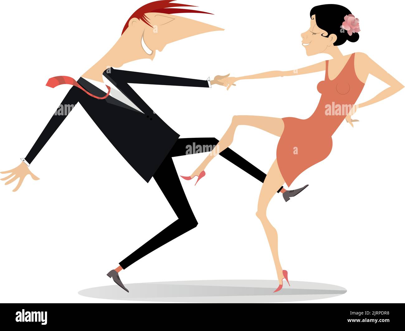 Teen Couple Dancing Cartoon