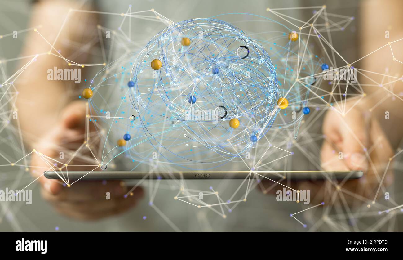 A 3d illustration of circles and lines coming out of the screen- the ...