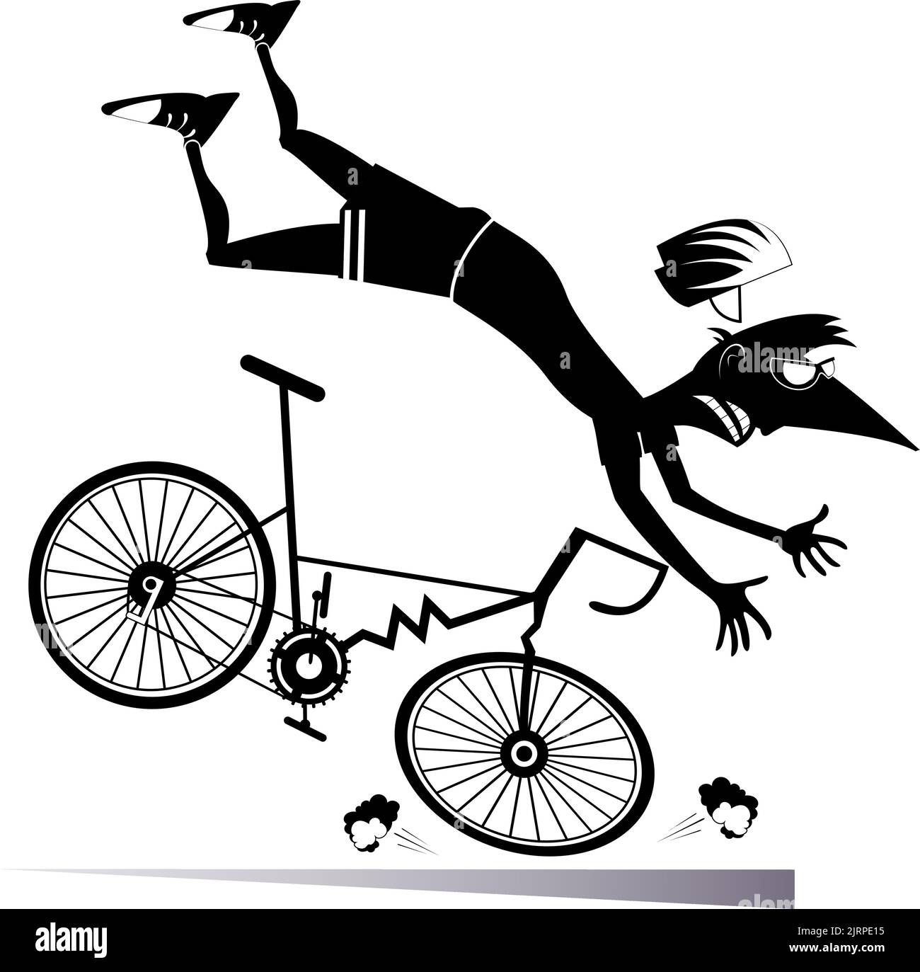 Cyclist falling down from the bicycle isolated illustration. Cyclist ...