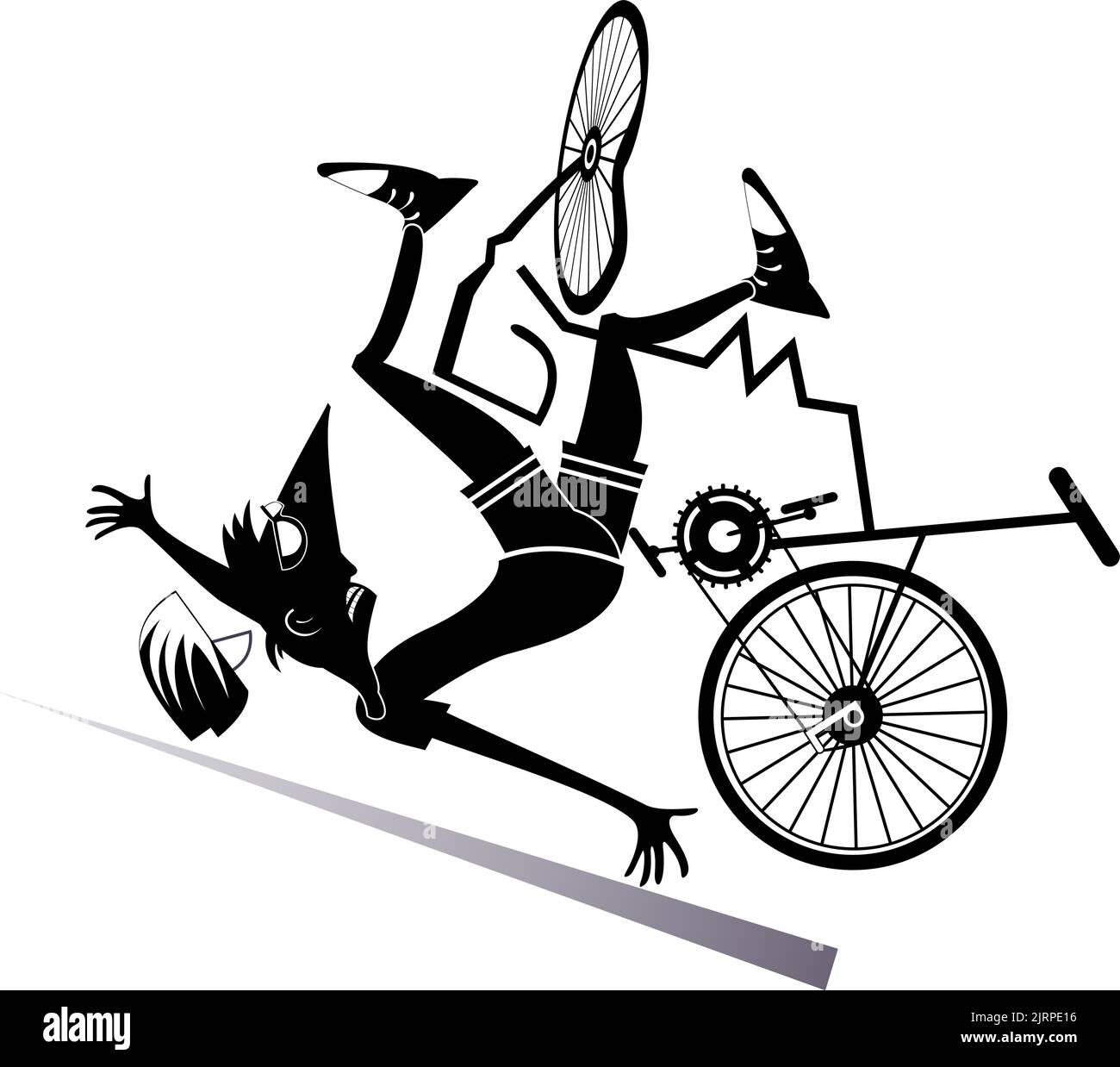 Cyclist falling down from the bicycle isolated illustration. Cyclist ...