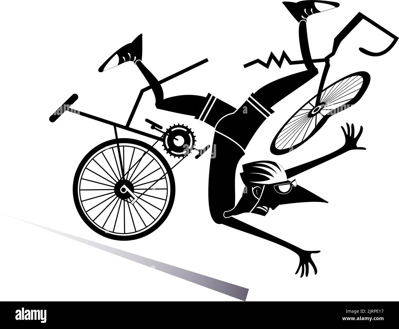 Cyclist falling down from the bicycle isolated illustration. Cyclist ...