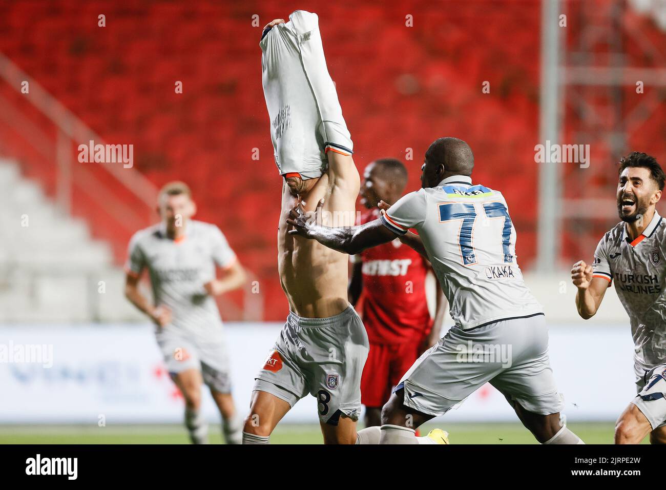 Basaksehir's Danijel Aleksic celebrates after scoring during a soccer ...