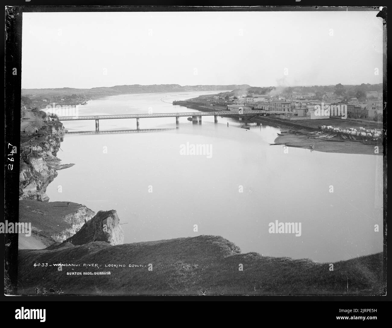 Wanganui River, looking down, Dunedin, by Burton Brothers Stock Photo ...