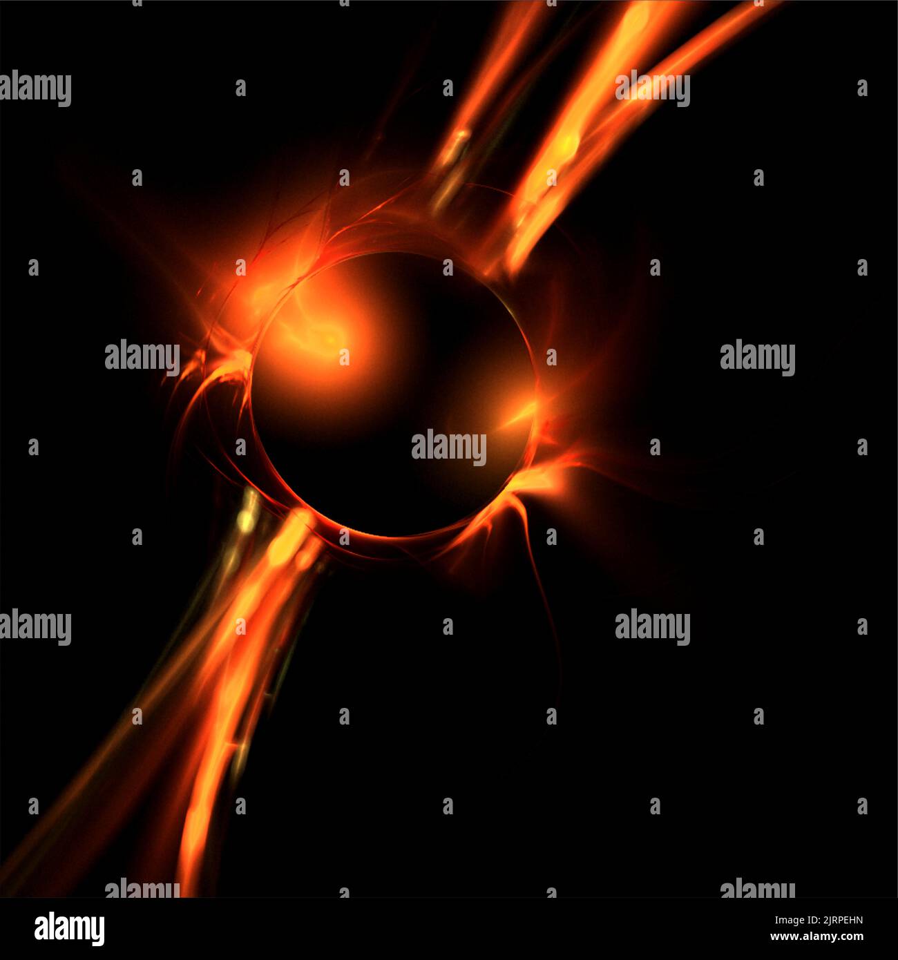 graphic yellow hot space illustration on black background, star system ...