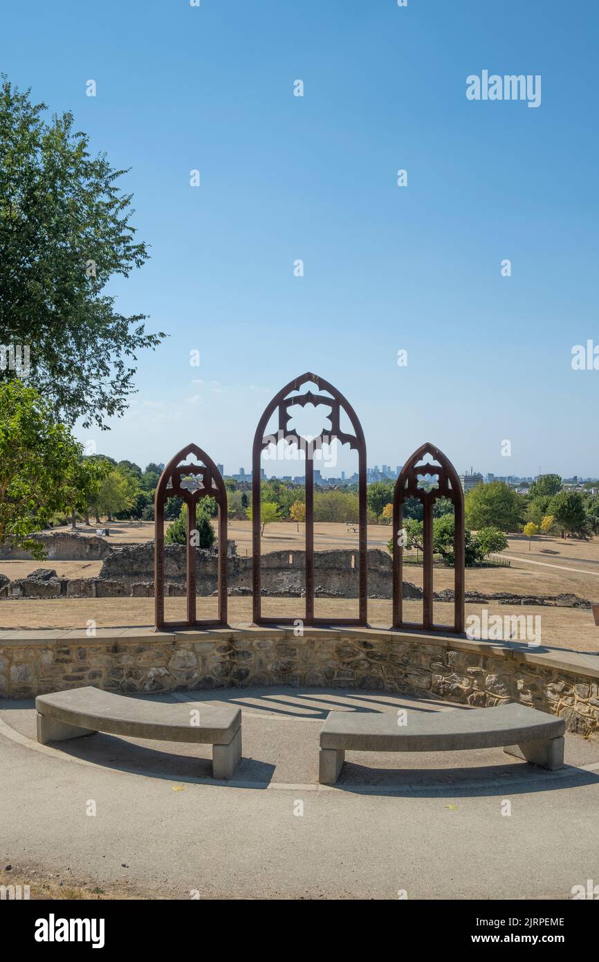 The iron window frames at Lesnes Abbey, the 12th Century built ...