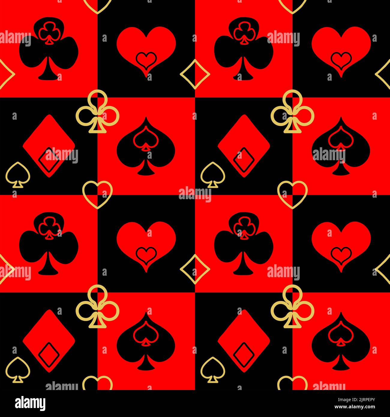 black and red seamless pattern tile with playing cards, texture, design ...