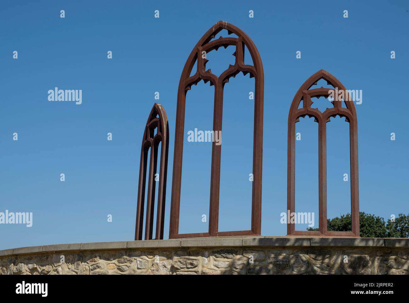 The iron window frames at Lesnes Abbey, the 12th Century built ...