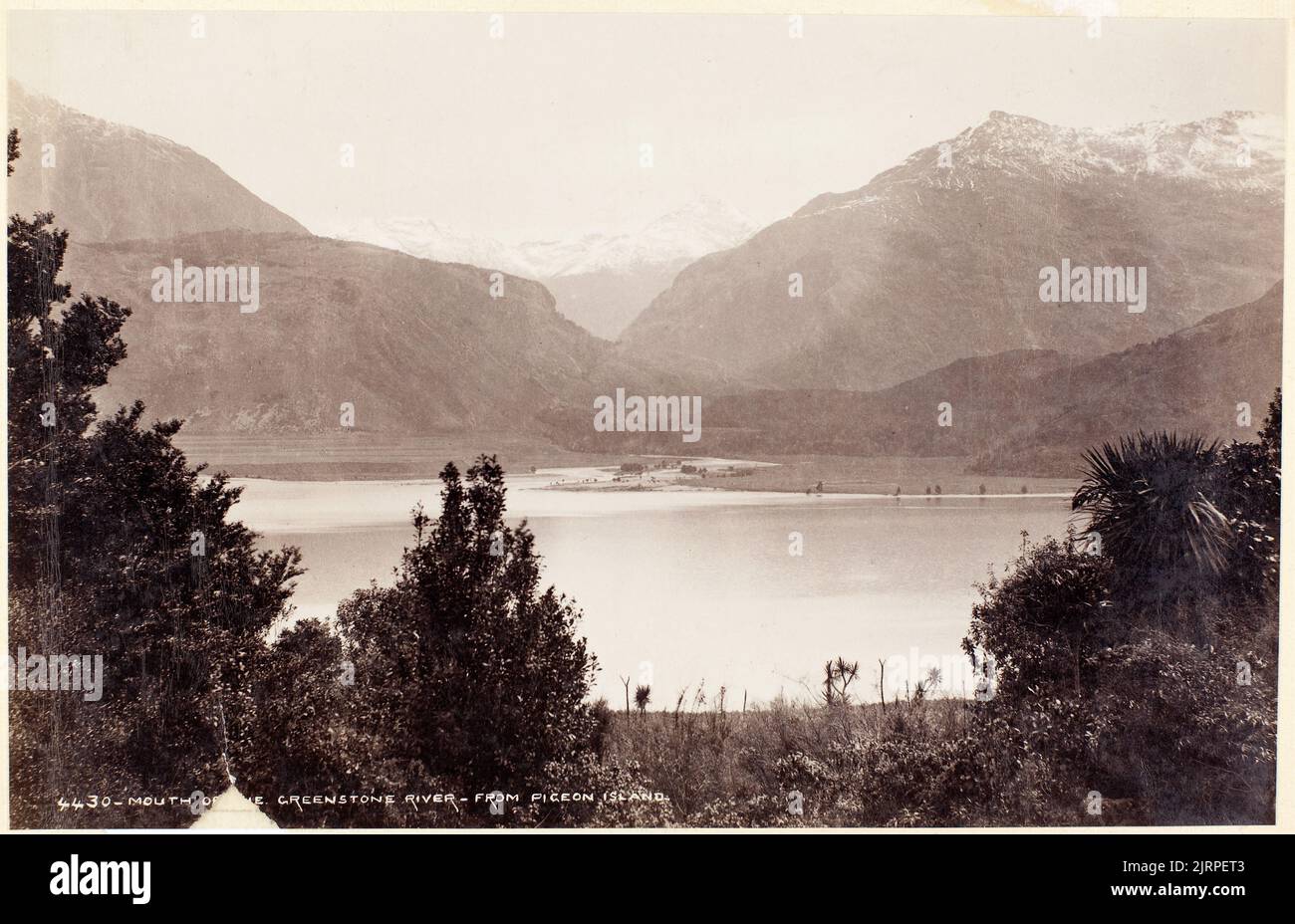 Mouth of the Greenstone River from Pigeon Island, 1870-1880s, Otago, by ...