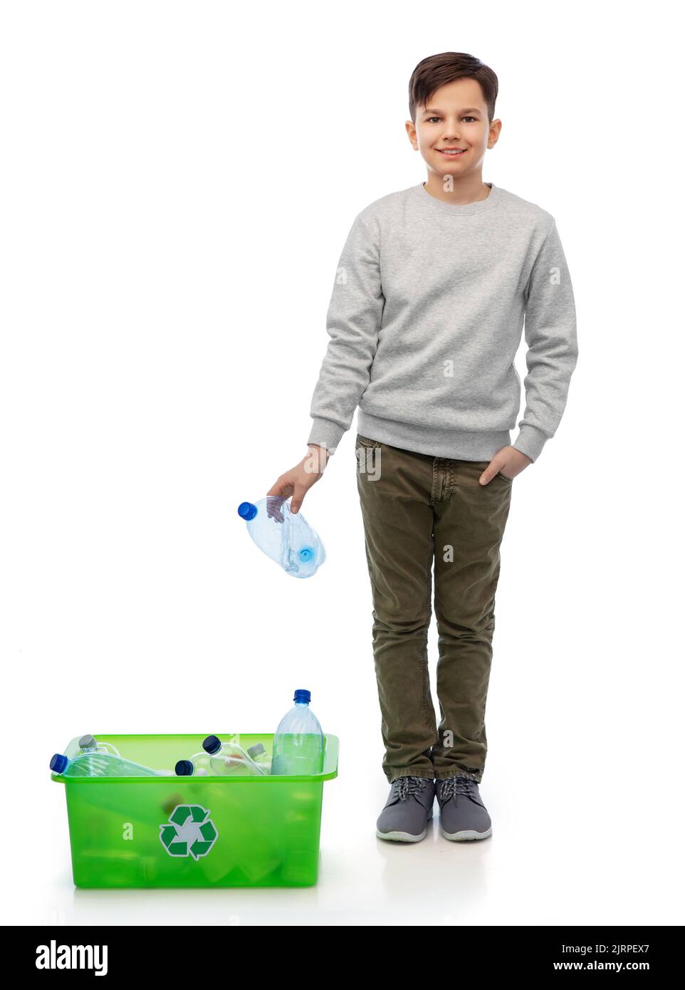 smiling boy sorting plastic waste Stock Photo - Alamy