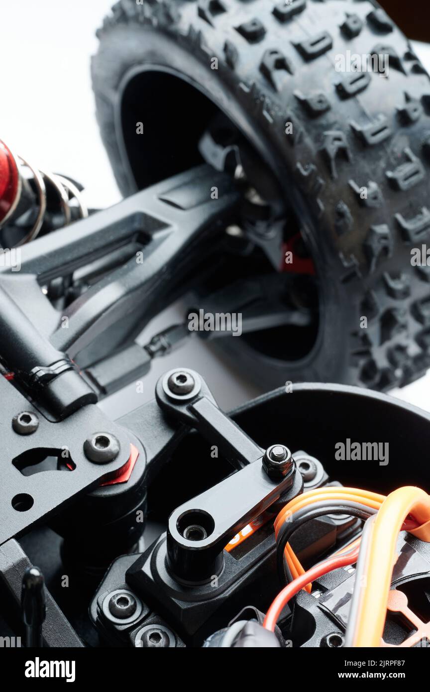 Rc modeling theme. Parts in suspension and motors compartment Stock ...