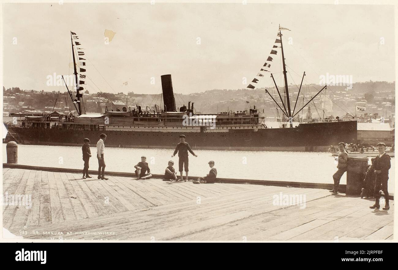 S.S. Manuka at Dunedin Wharf, 1904, Dunedin, by Muir & Moodie Stock ...