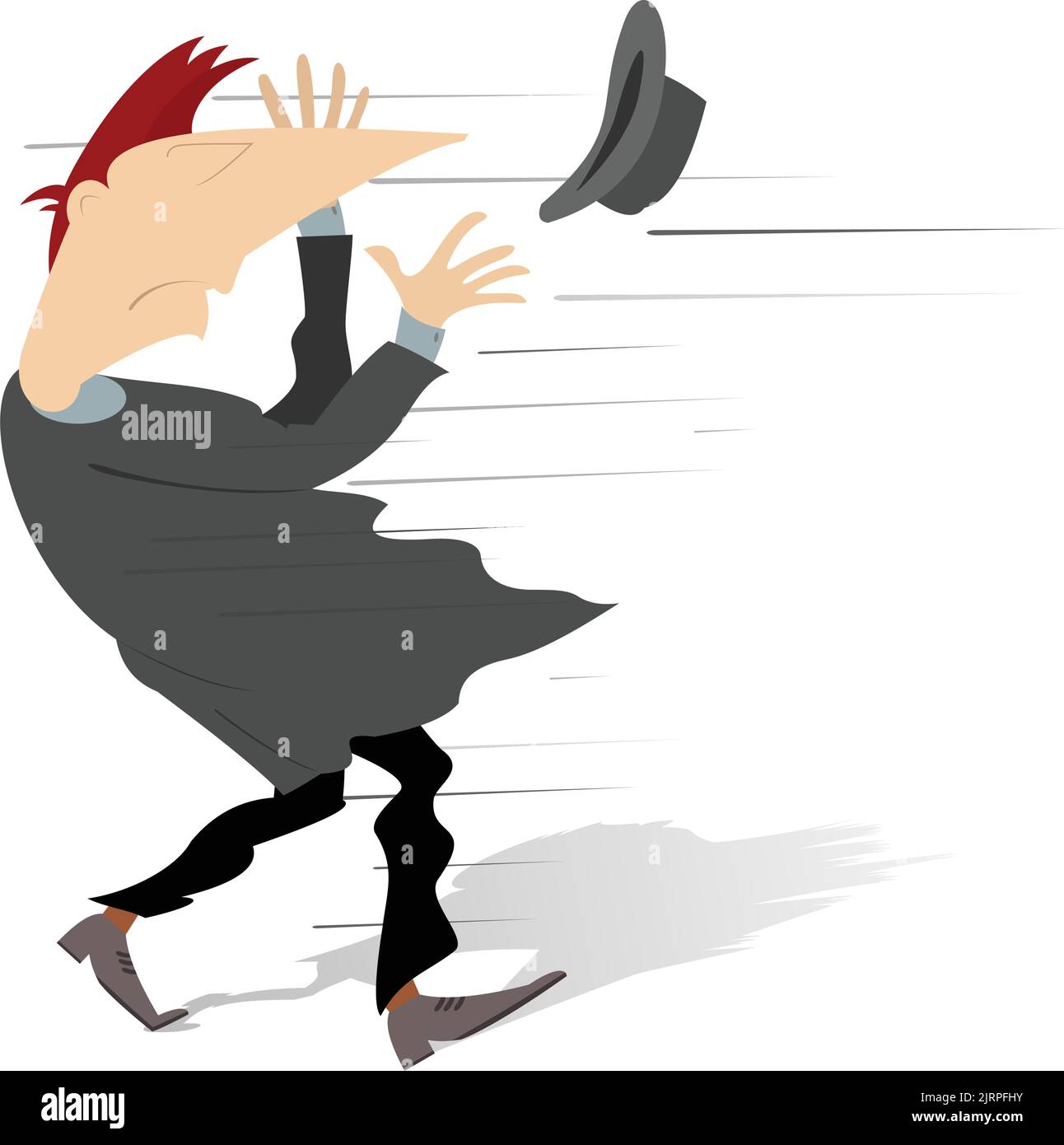 Man tries to catch a hat gone with the wind Stock Vector Image & Art ...