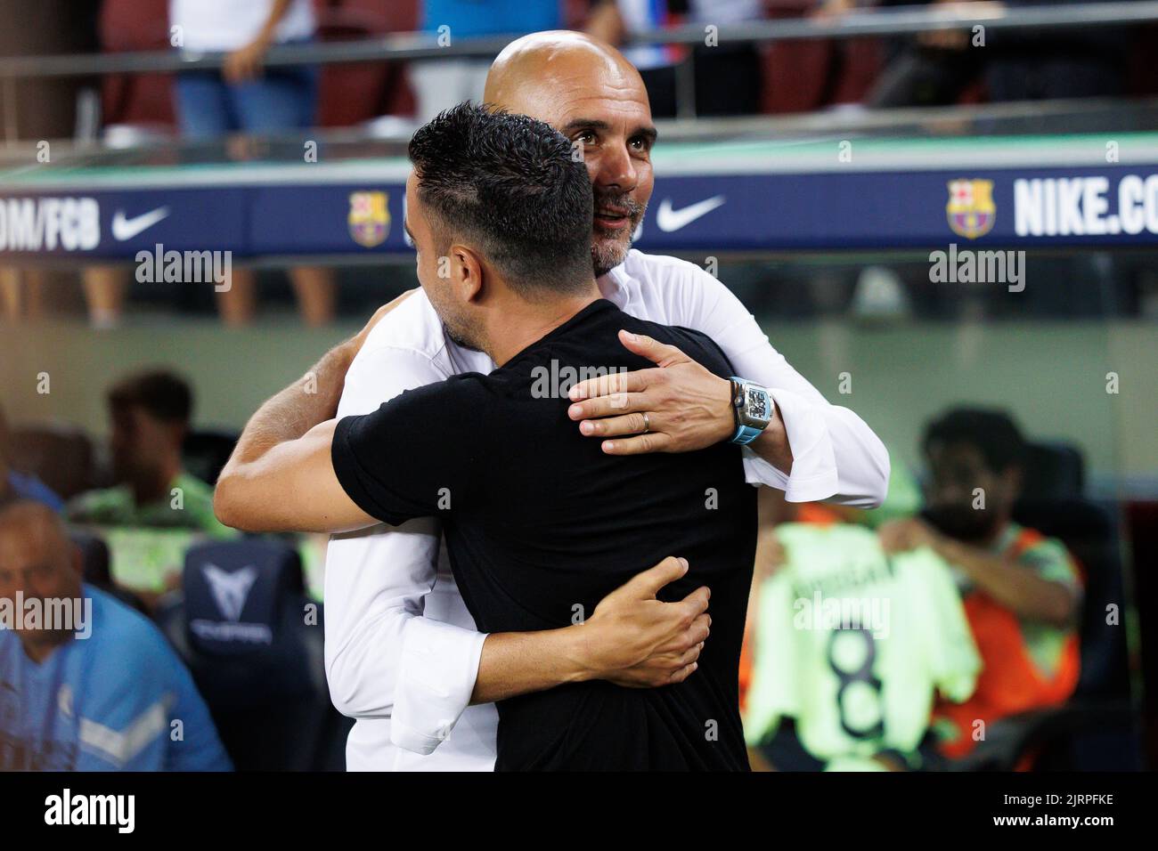 BARCELONA, SPAIN - AUGUST 24: Coach Pep Guardiola of Manchester City ...