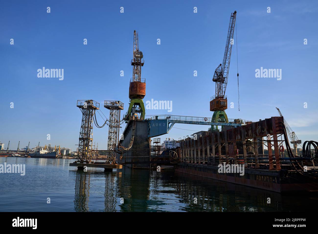 Odessa, Ukraine SIRCA 2019: Dry dock with a ship. Old dry dock with a ...