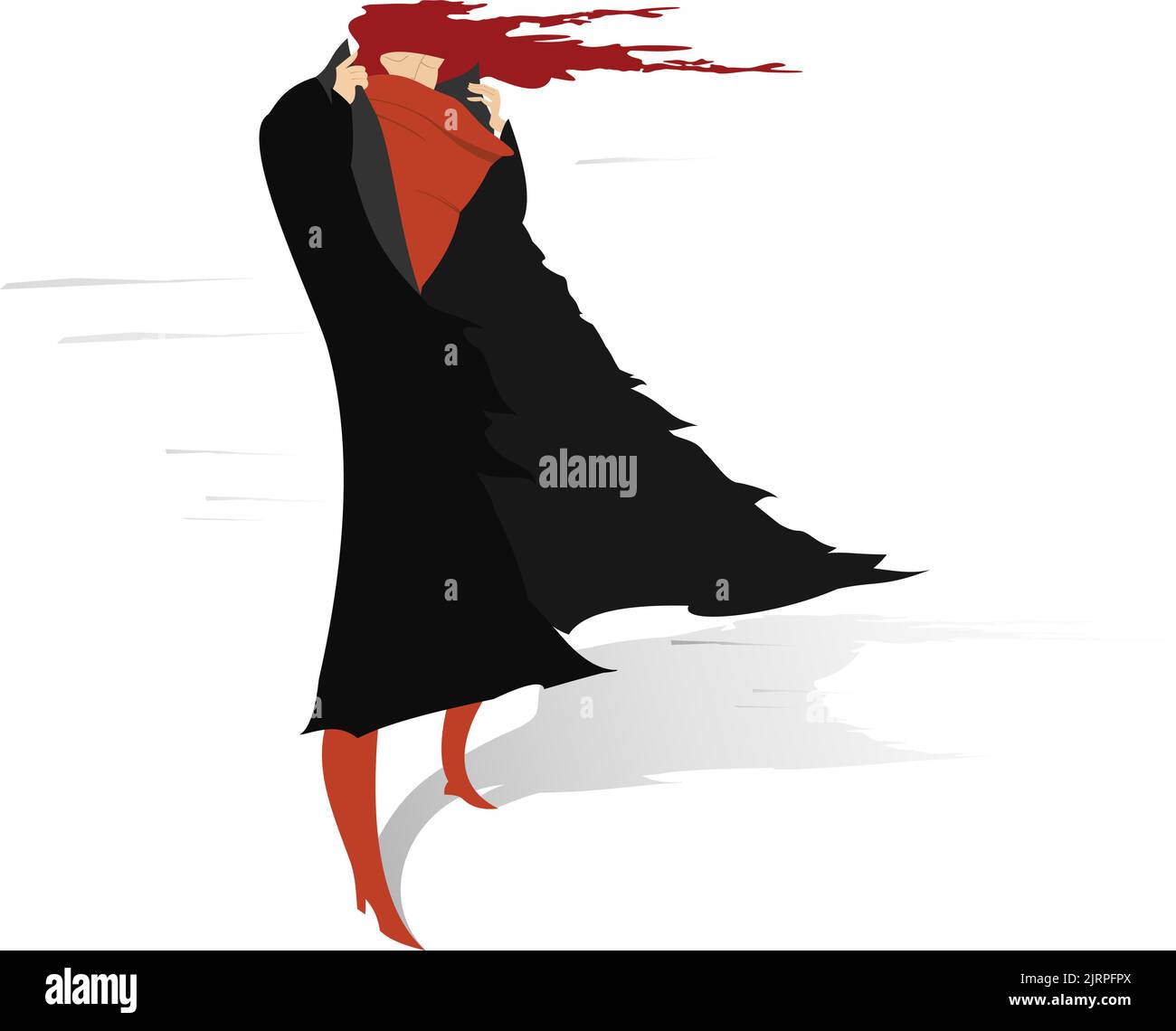 Woman coat windy hair Stock Vector Images - Alamy