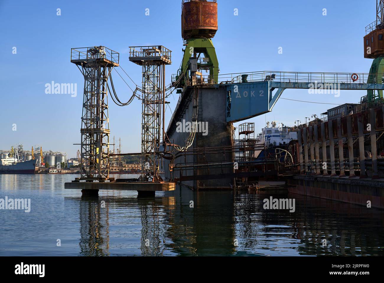 Odessa, Ukraine SIRCA 2019: Dry dock with a ship. Old dry dock with a ...