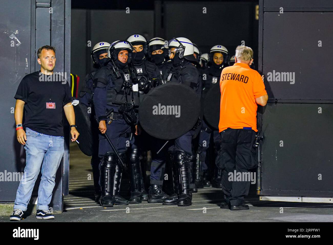 ANTWERP, BELGIUM - AUGUST 25: SWAT team during the UEFA Conference ...