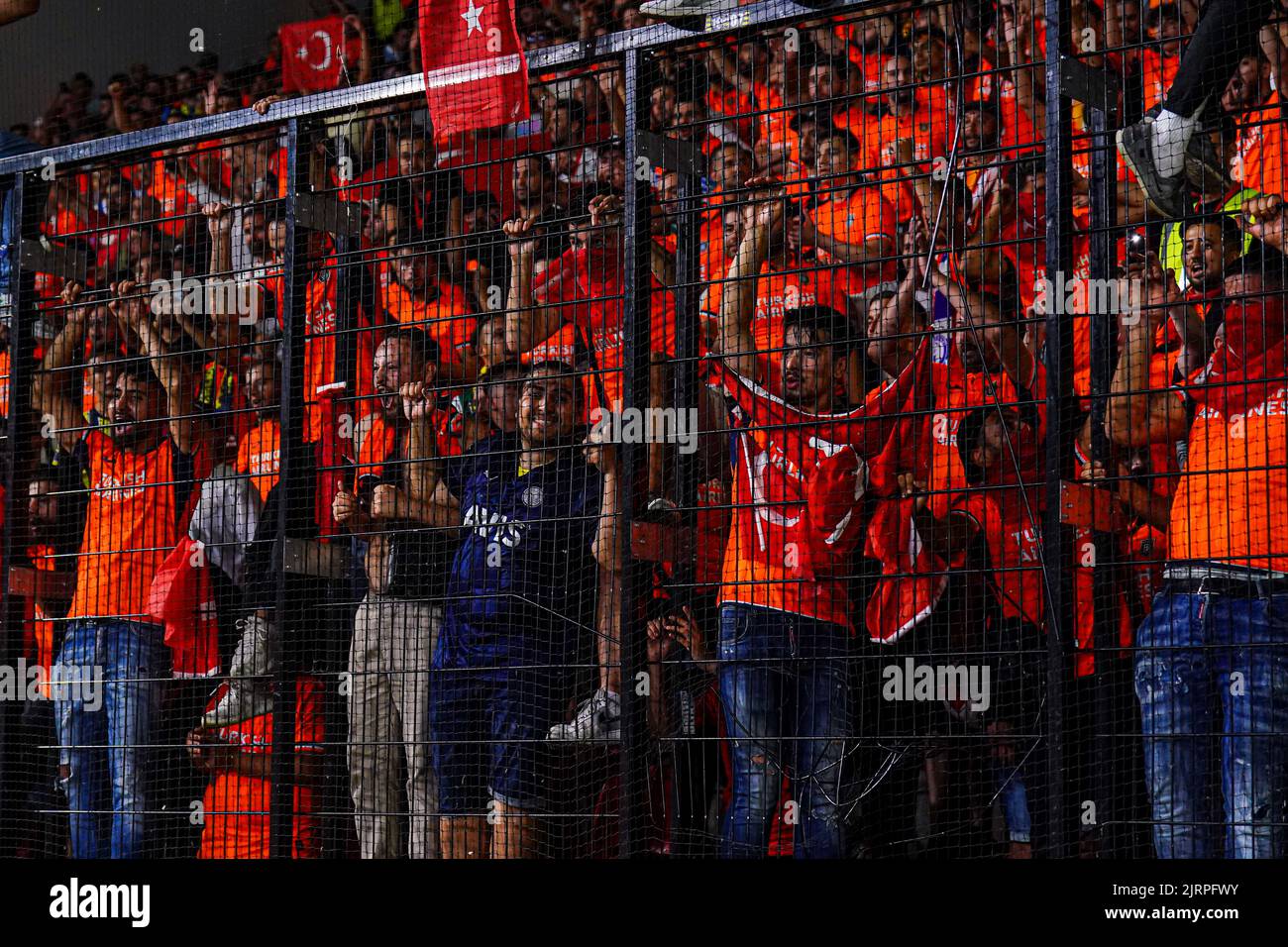 ANTWERP, BELGIUM - AUGUST 25: fans of Basaksehir FK during the UEFA ...