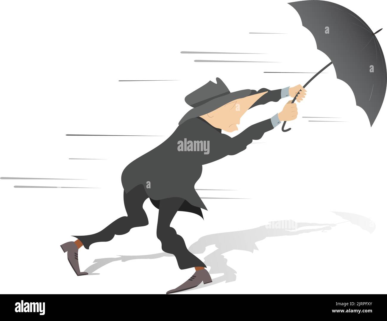 Windy weather and man Stock Vector Images - Alamy