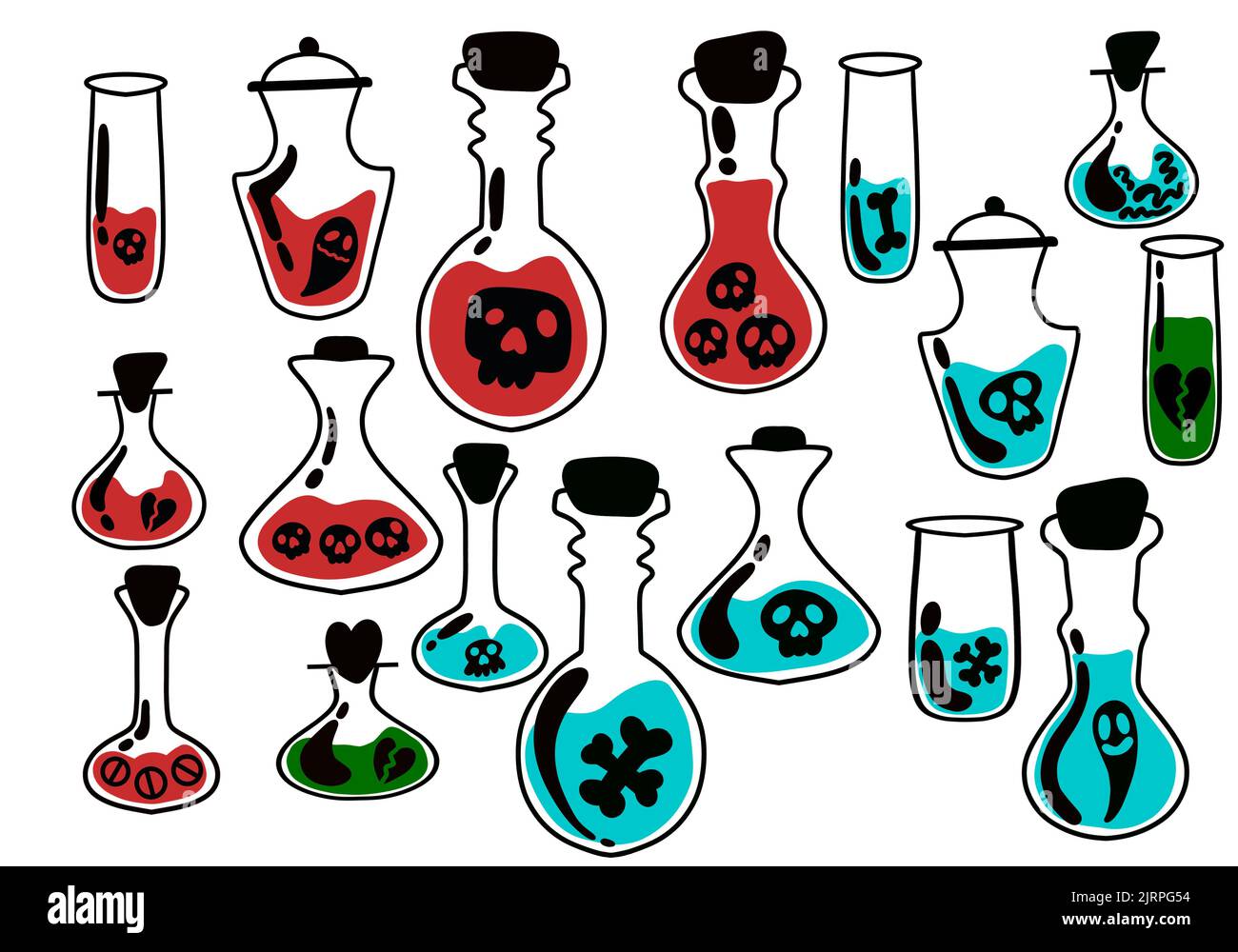 Set Halloween witches poison potion bottle for wrapping paper and ...