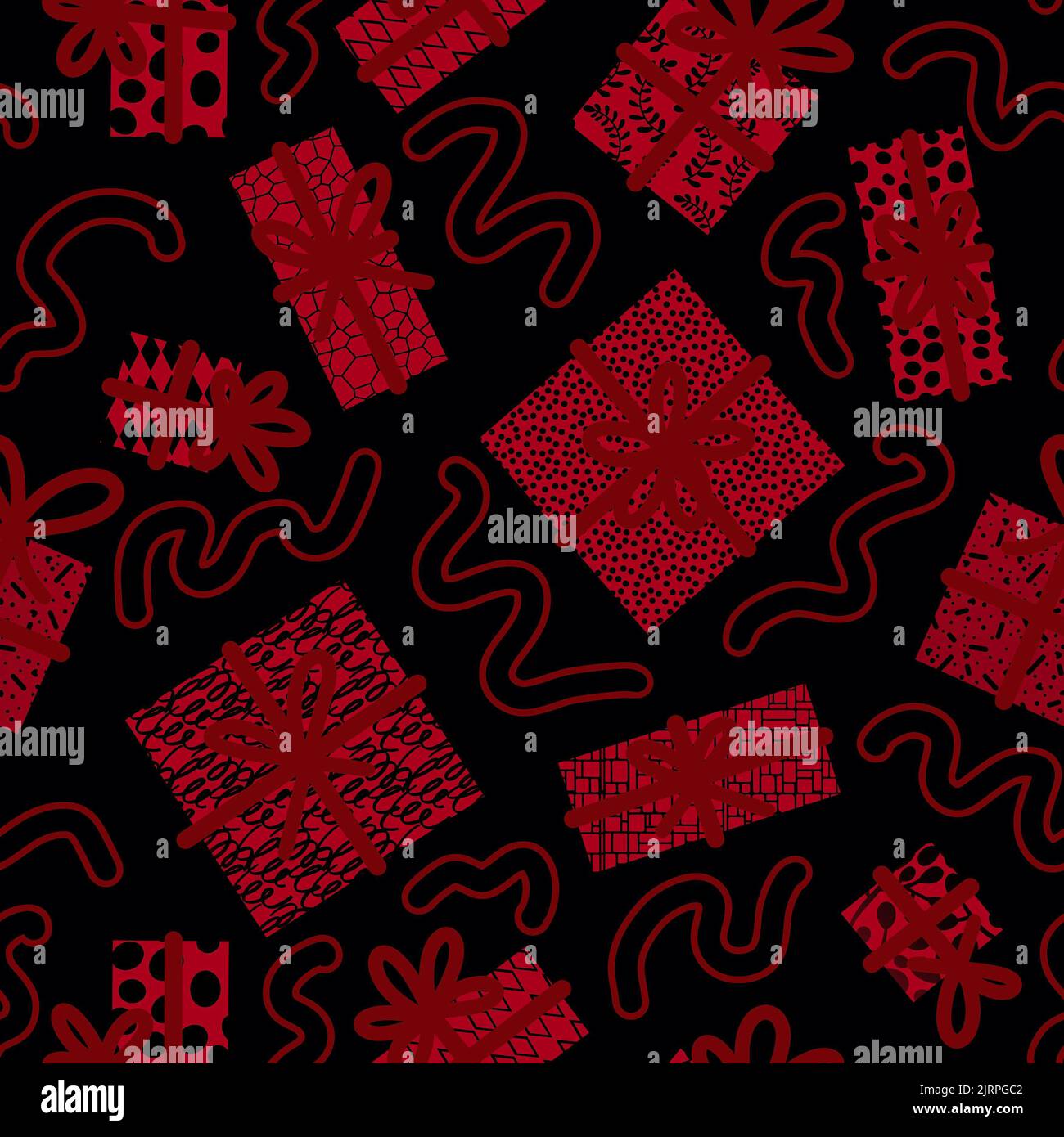 Festive gifts box seamless present with ribbons and bow pattern for ...