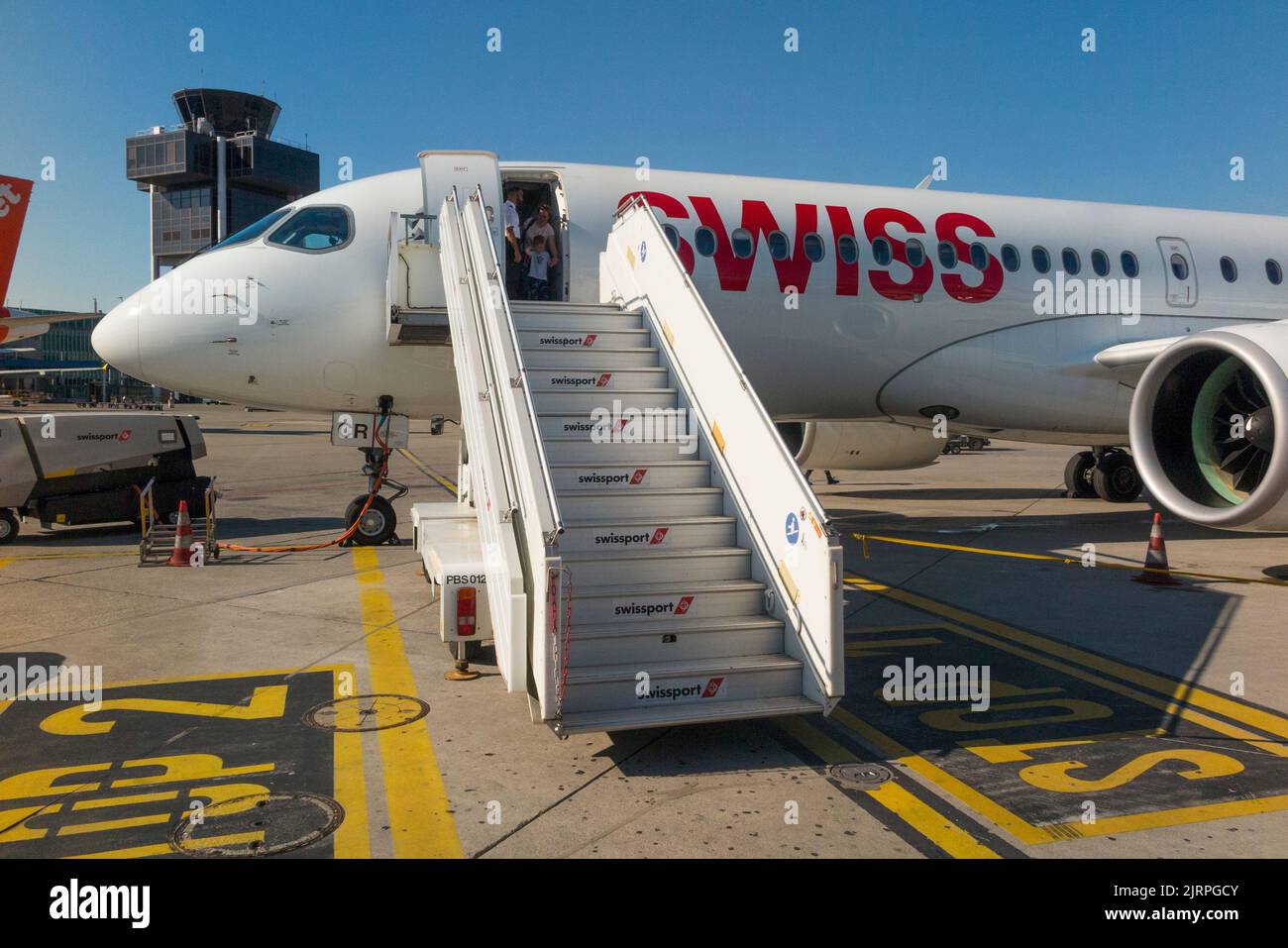 Swiss International Airlines Airbus A220, with distinctive logo and ...