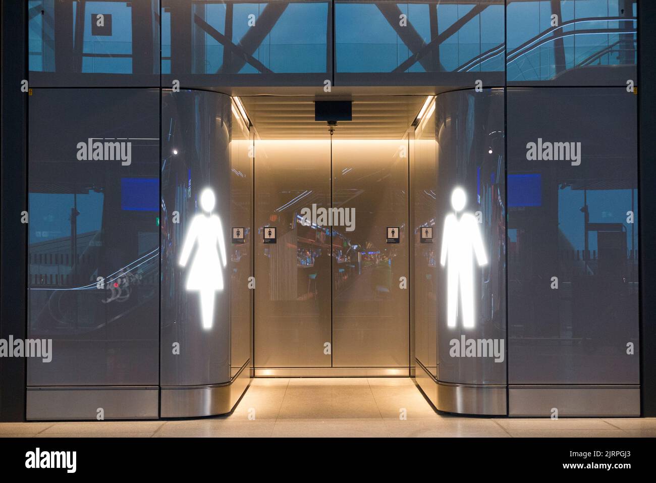 Ladies female loos (left) and male toilet / toilettes / lavatory ...