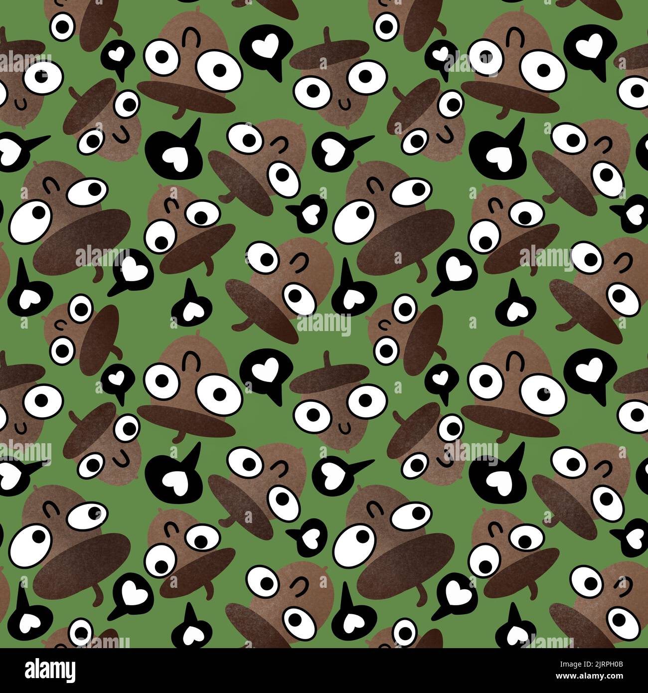 Autumn floral cartoon seamless acorn pattern for wrapping paper and ...