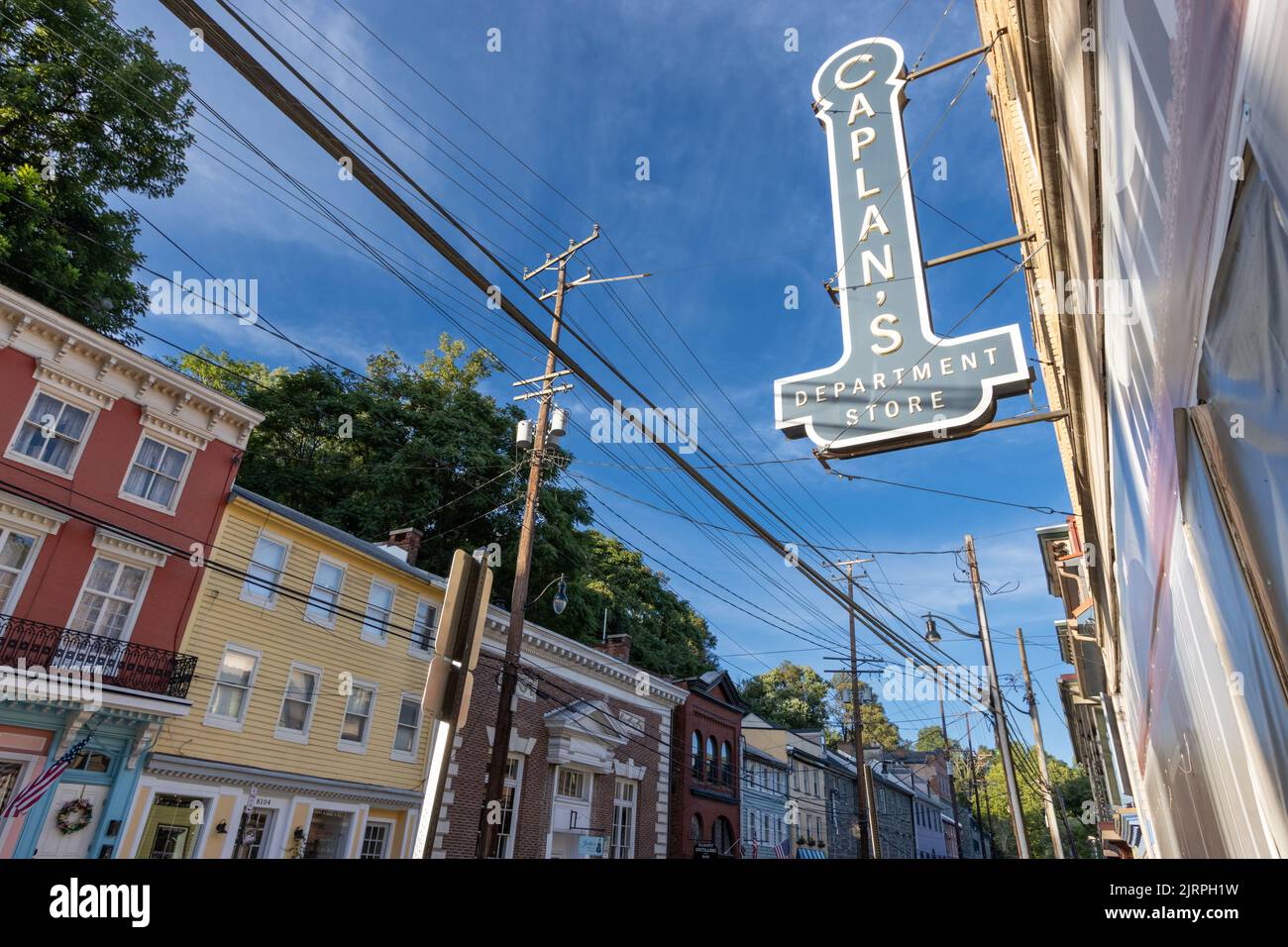 Caplan's Department Store sign and colorful buildings on Main St Stock ...