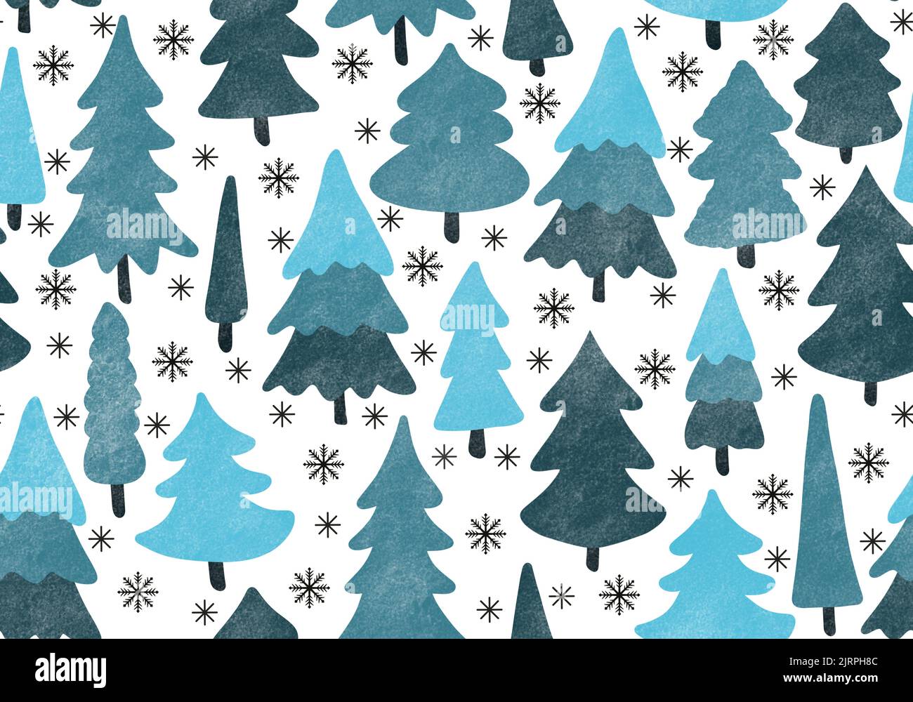 Winter forest seamless Christmas tree pattern for new year wrapping ...