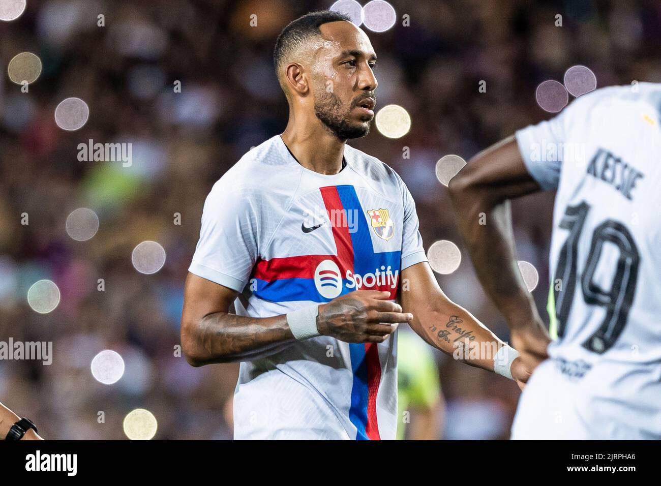 BARCELONA, SPAIN - AUGUST 24: Pierre-Emerick Aubameyang of FC Barcelona ...