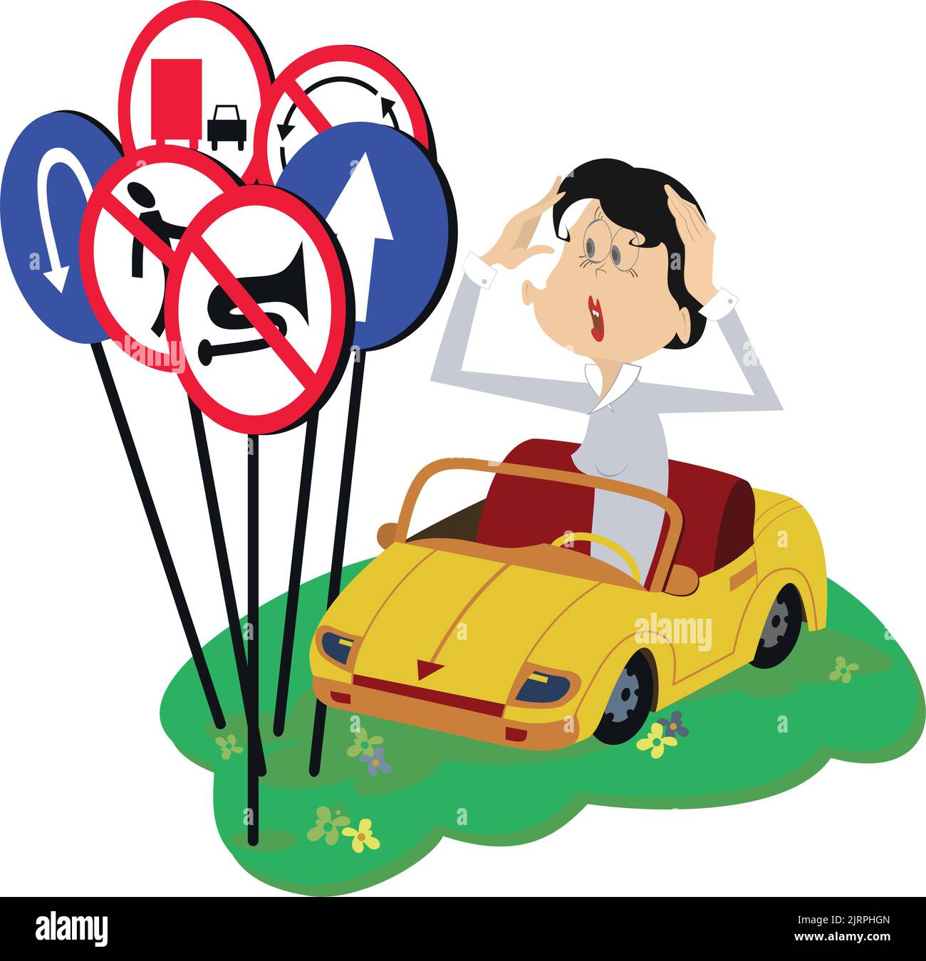 Puzzled Young Woman A Driver Isolated Funny Young Woman In The Car