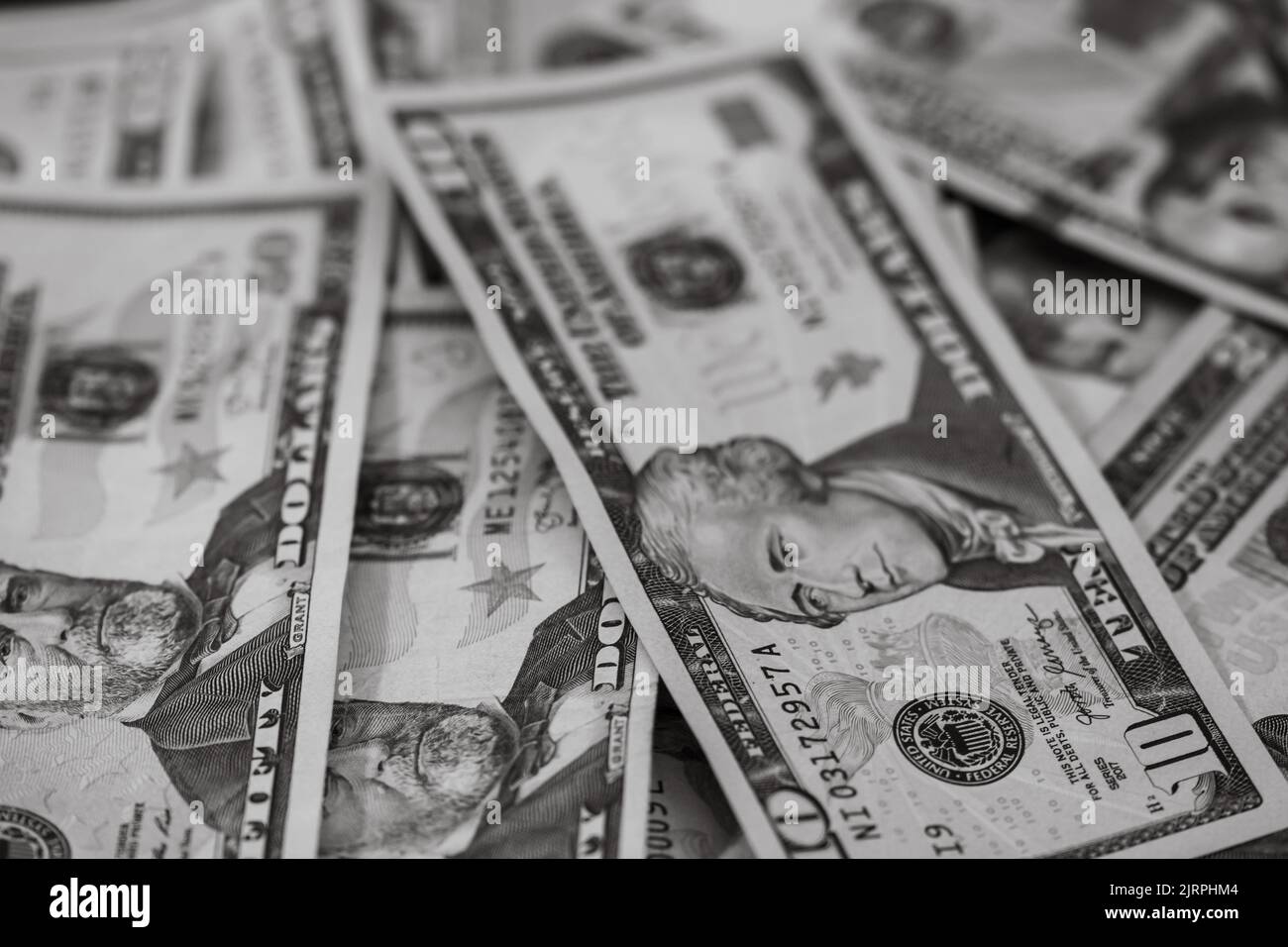 A grayscale shot of United States Dollars banknotes bills Stock Photo ...