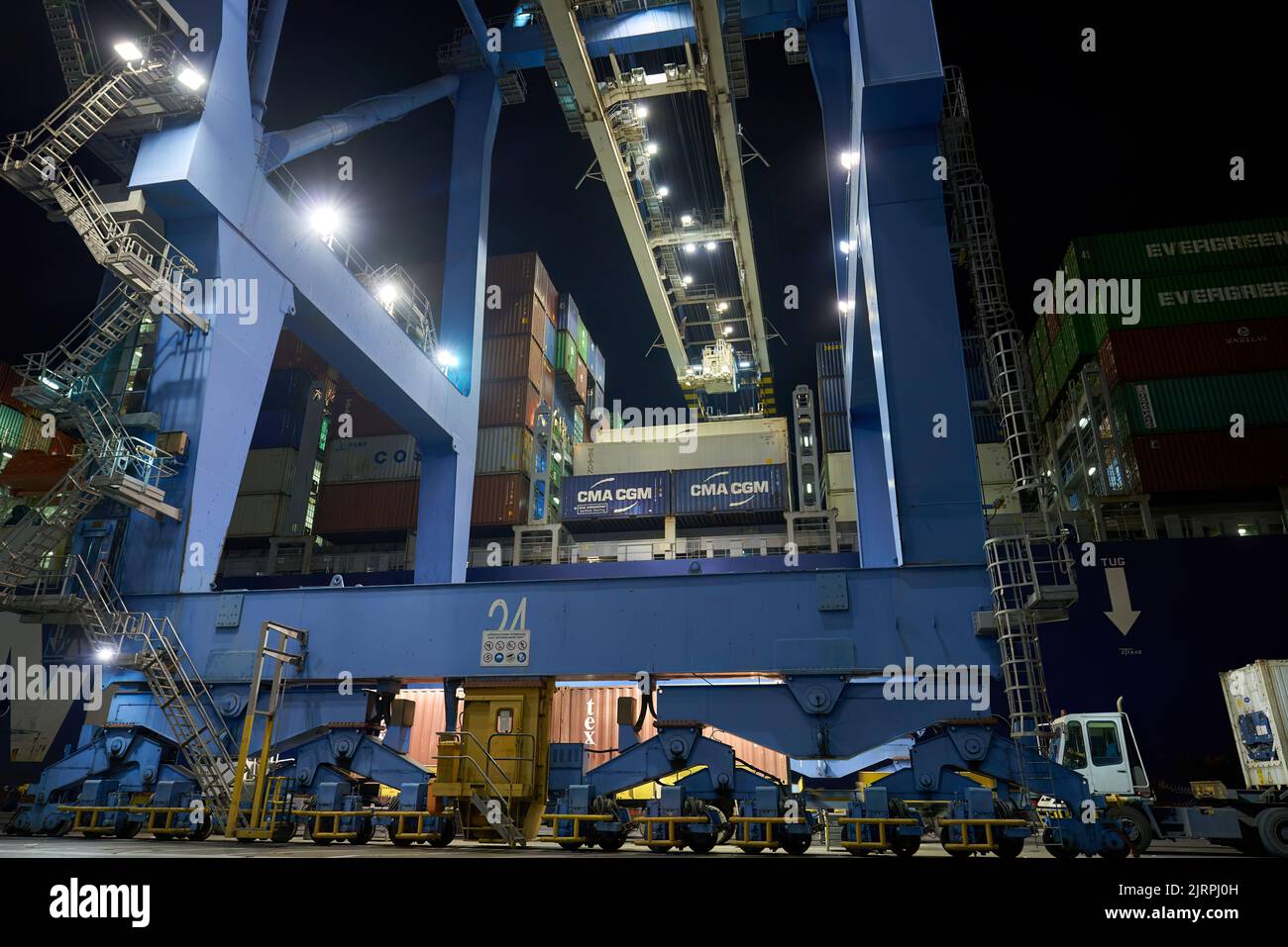 Odessa, Ukraine SIRCA 2019: Container ship at port terminal. Containers ...
