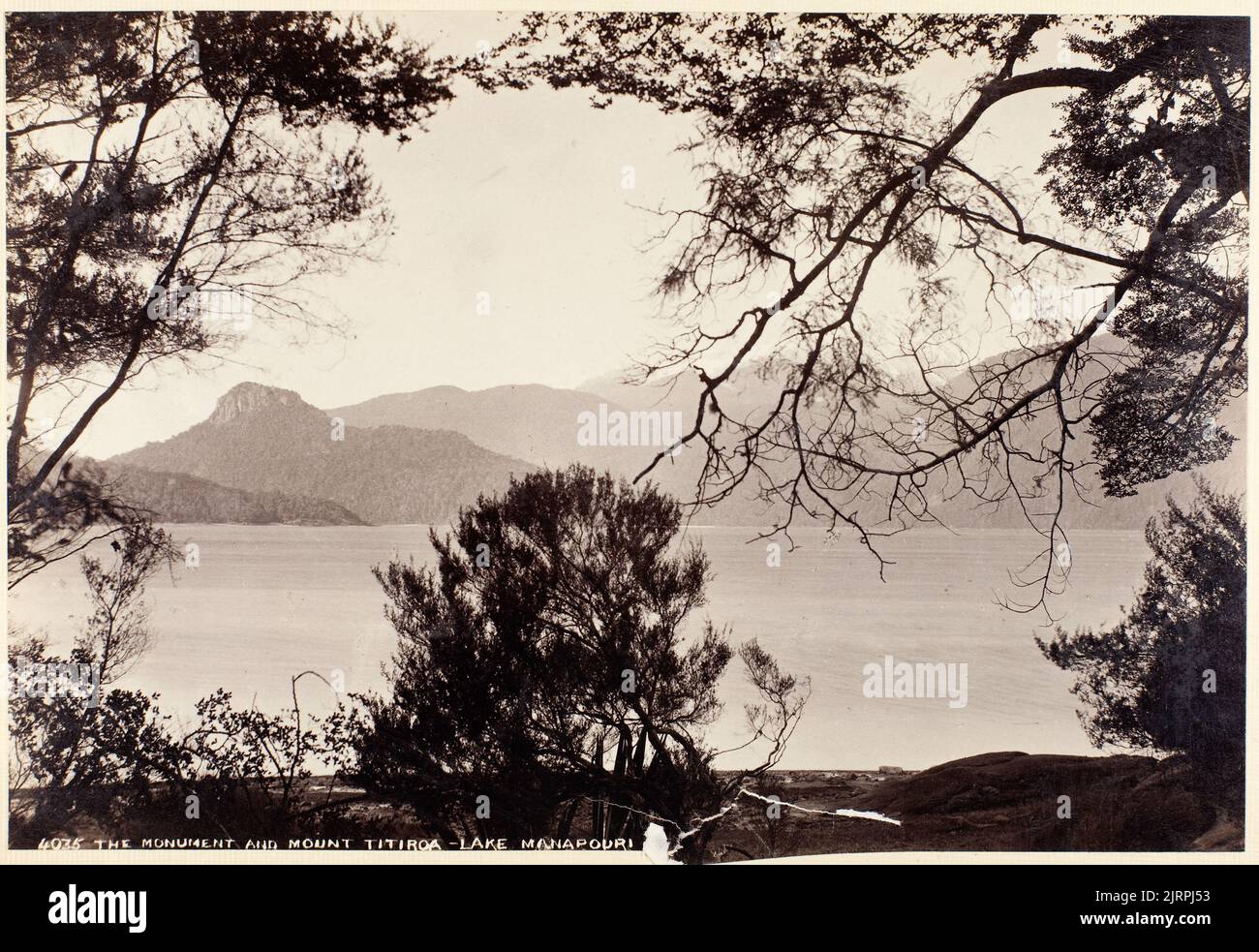 The Monument and Mount Titiroa - Lake Manapouri, 1870-1880s, Manapouri ...