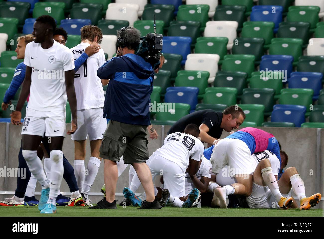 RFS celebrate after the UEFA Europa Conference League play-off match at ...