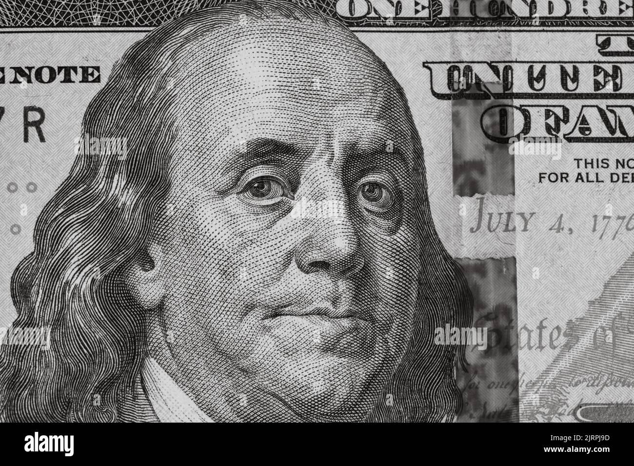 A grayscale closeup of a USD banknote - perfect for background Stock ...