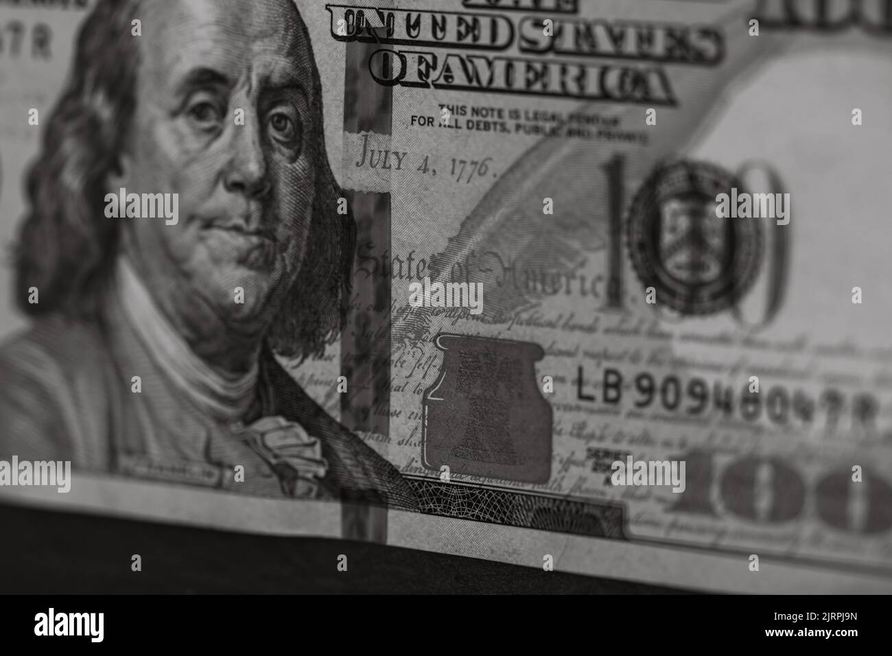 A grayscale closeup of a USD banknote - perfect for background Stock ...